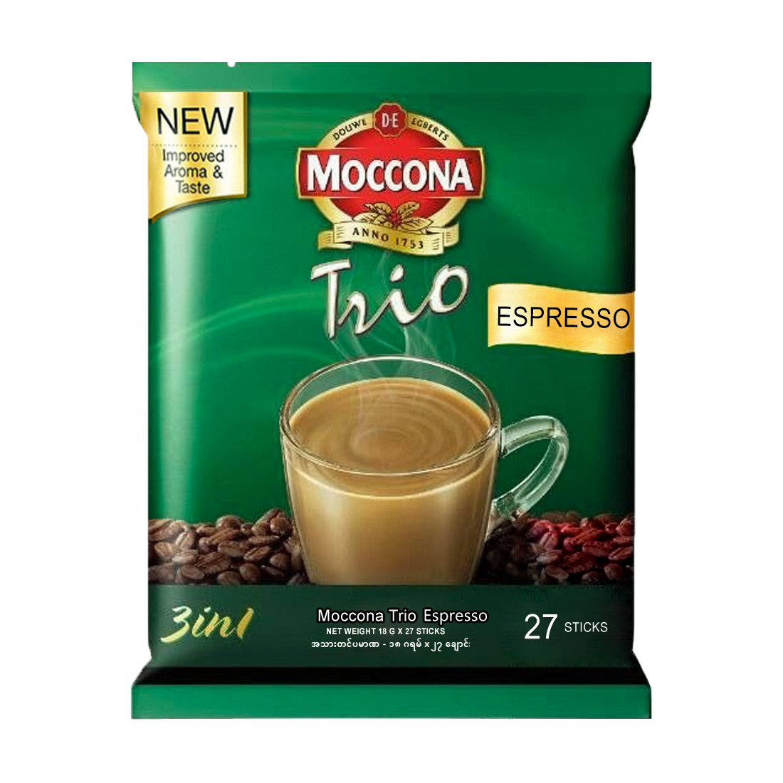 Moccona Trio Espresso 3 in1 Coffee Mix 27sticks