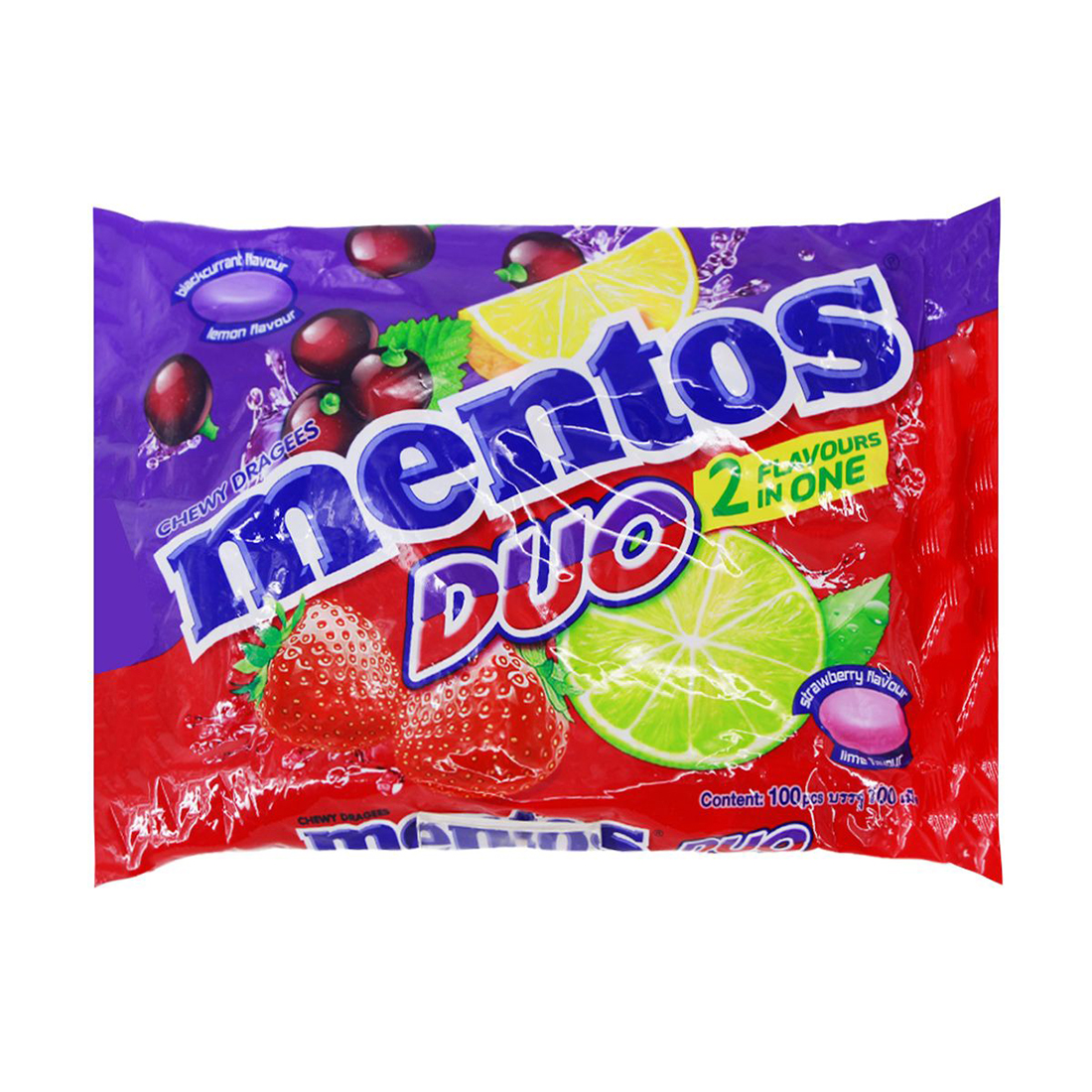 Mentos Duo Mix Fruit Candy 100g*100pcs