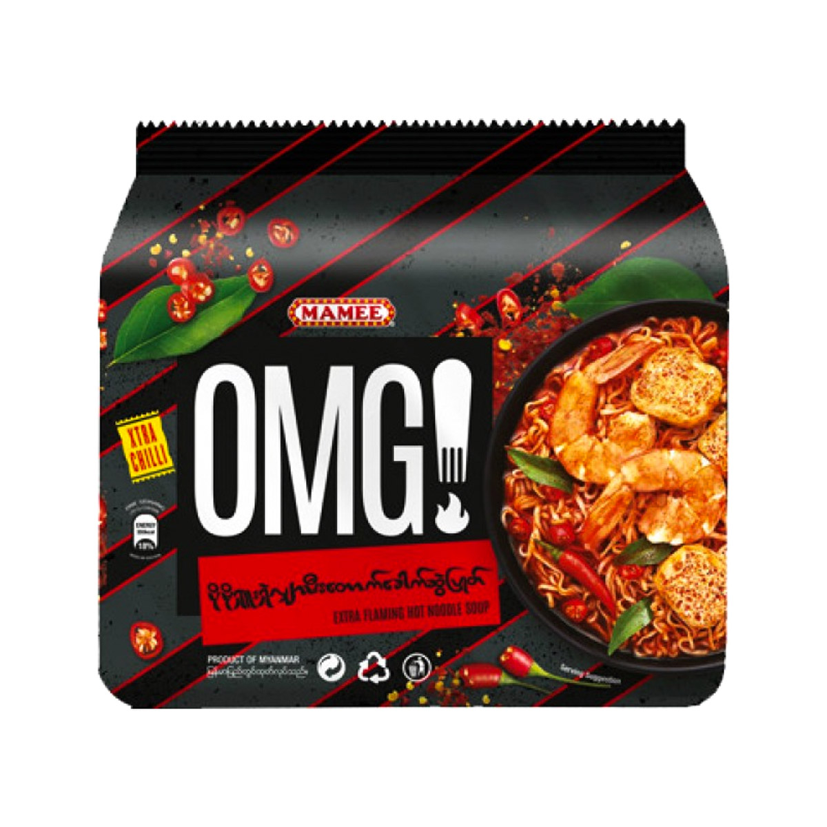 Mamee OMG Extra Flaming Hot Noodle Soup 70g*5pcs