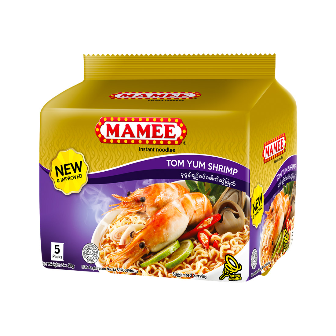 Mamee Shrimp Tom Yum Noodle Soup 55g*5'pcs