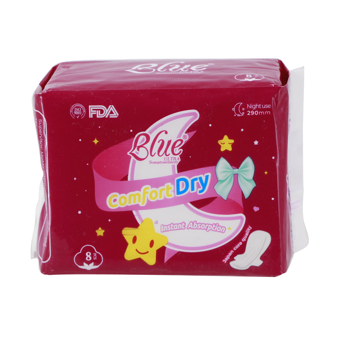 Blue Comfort Dry Sanitary Pad 290mm-8pcs (Night)